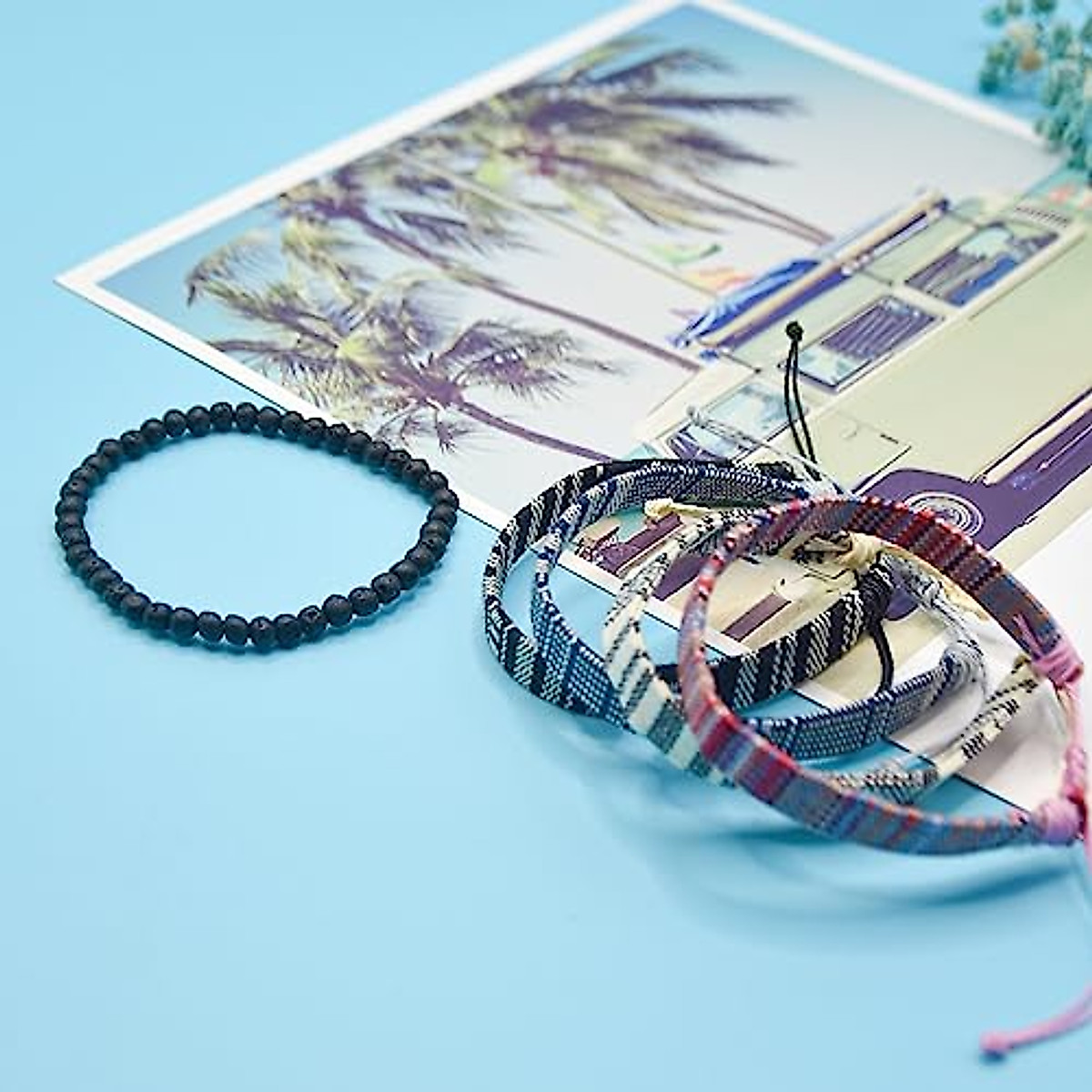 5 Pcs Surfer Beach Bracelet,Bracelets For Men Women,Handmade Braided Boho Bracelets Hippie Beachy Braided Bracelets,Adjustable Anklet Summer String Rope Ankle Bracelets Waterproof Ideal Gifts