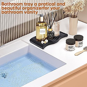 Wood Pedestal Soap Stand,Wood Riser Tray Soap,Decorative Rustic Soap Dish Holder,Wood Pedestal for Bathroom Kitchen Counter Sink Plant Bottles Candles Display-Black