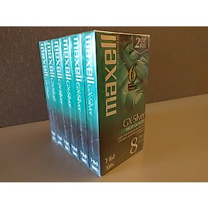 Maxell T-160 GX-Silver VHS Video Cassette Tape (6 Pack) 8 Hour Recording