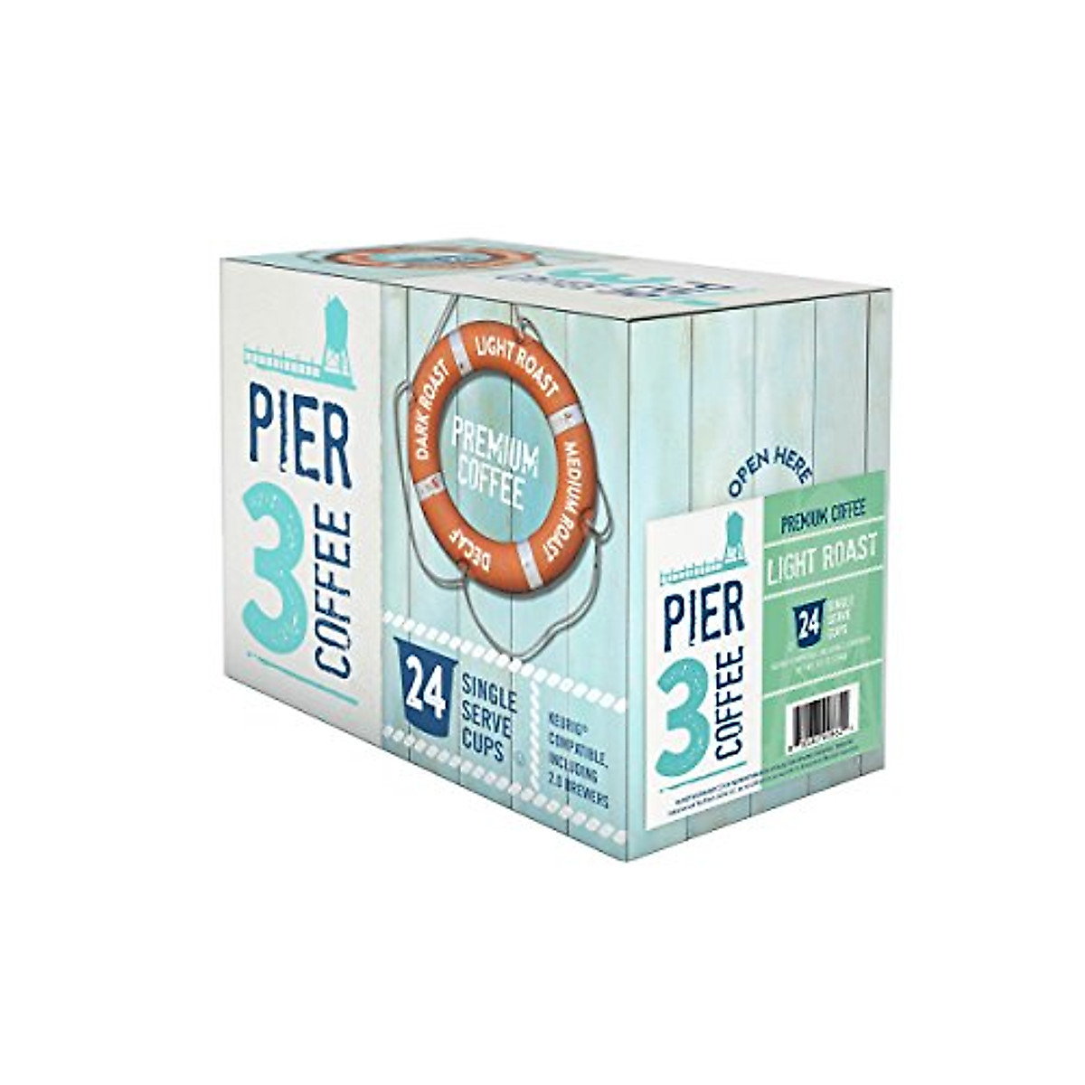 Pier 3 Light Roast Coffee Pods, Compatible with 2.0 K-Cup Brewers, 24 Count (Pack of 4)