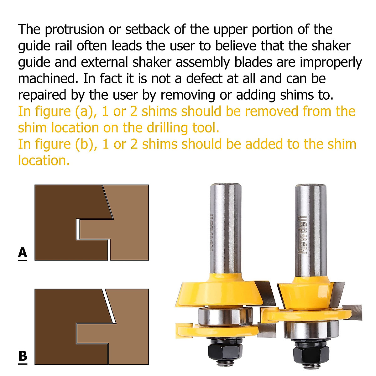 Shaker Rail and Stile Router Bits, Newdeli 1/2 Inch Shank Tongue and Groove Router Bit, Professional Carbide Milling Cutters for Woodworking for Cabinet Doors