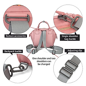 Lmbabter Baby Diaper Bag Backpack Waterproof Multi-Function Convertible Mini Smart Diaper Bag Backpack for Outdoor (Pink)