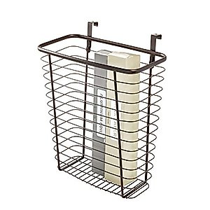 iDesign Steel Over-The-Cabinet Waste Basket or Storage Bin, The Axis Collection, 7.1" x 12.2" x 14.2", Bronze