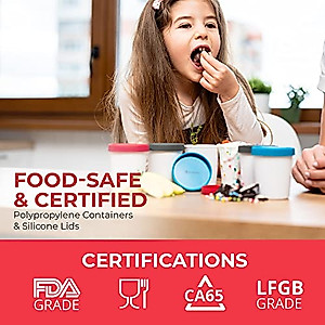 StarPack Portion Control Mini Ice Cream Containers for Homemade Ice Cream - Set of 6 Storage Containers with Silicone Lids, fit for Baby Food Freezer Storage, Meal Prep,& More!