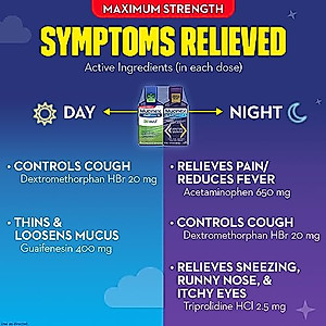 Mucinex FastMax DM Max Cold & Flu Liquid - Thins Mucus, Relieves Cough, Chest Congestion, Pain, Fever, Sneezing, Sore Throat, Runny Nose