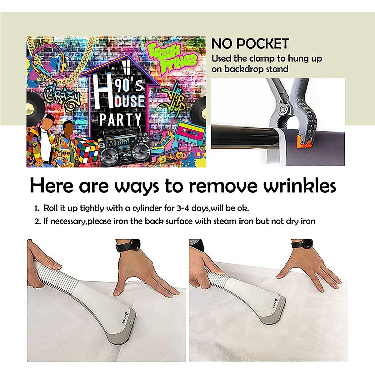 Aumeko 90's House Party Backdrop Hip Pop 90's Birthday Graffiti Wall Retro Radio Roller Skates Background Fresh Prince 90s Theme Backdrop 90s Party Decorations