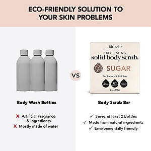 Kitsch Exfoliating Sugar Body Scrub Bar - Soap Bar for Smooth, Hydrated & Glowing Skin | Made in US | Natural Exfoliating Bar Soap for Men & Women with Sugar Scent | Sulfate Free & Paraben Free, 4 oz