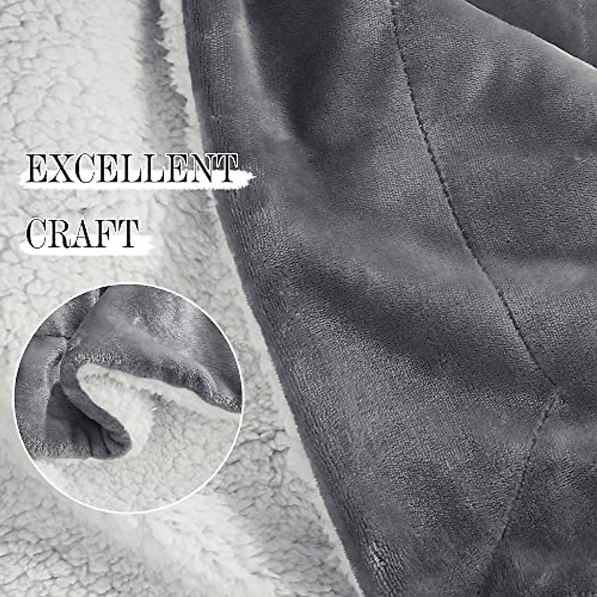 StangH Grey Fleece Sherpa Throw Blanket - Super Soft Fuzzy Lightweight Fleece Microfiber Blanket Reversible Velvet Plush Couch Blanket for Winter, Throw Size 50 x 60