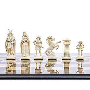 Viking Chess Set - Chess Board B/W- Size 17,3" + Viking Chess Pieces 3,75" B/W