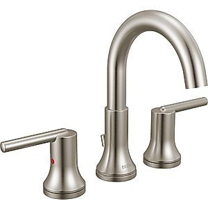 Delta Faucet Trinsic Widespread Bathroom Faucet Brushed Nickel, Bathroom Faucet 3 Hole, Diamond Seal Technology, Metal Drain Assembly, Stainless 3559-SSMPU-DST