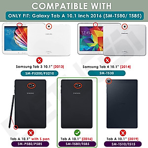 DETUOSI Rotating Case for Samsung Galaxy Tab A 10.1" 2016 (SM-T580), 【Auto Sleep/Wake】 360 Degree Swivel Multi-Angle Stand Folio Leather Book Cover + Protective Hard Back Shell + Elastic Band Closure