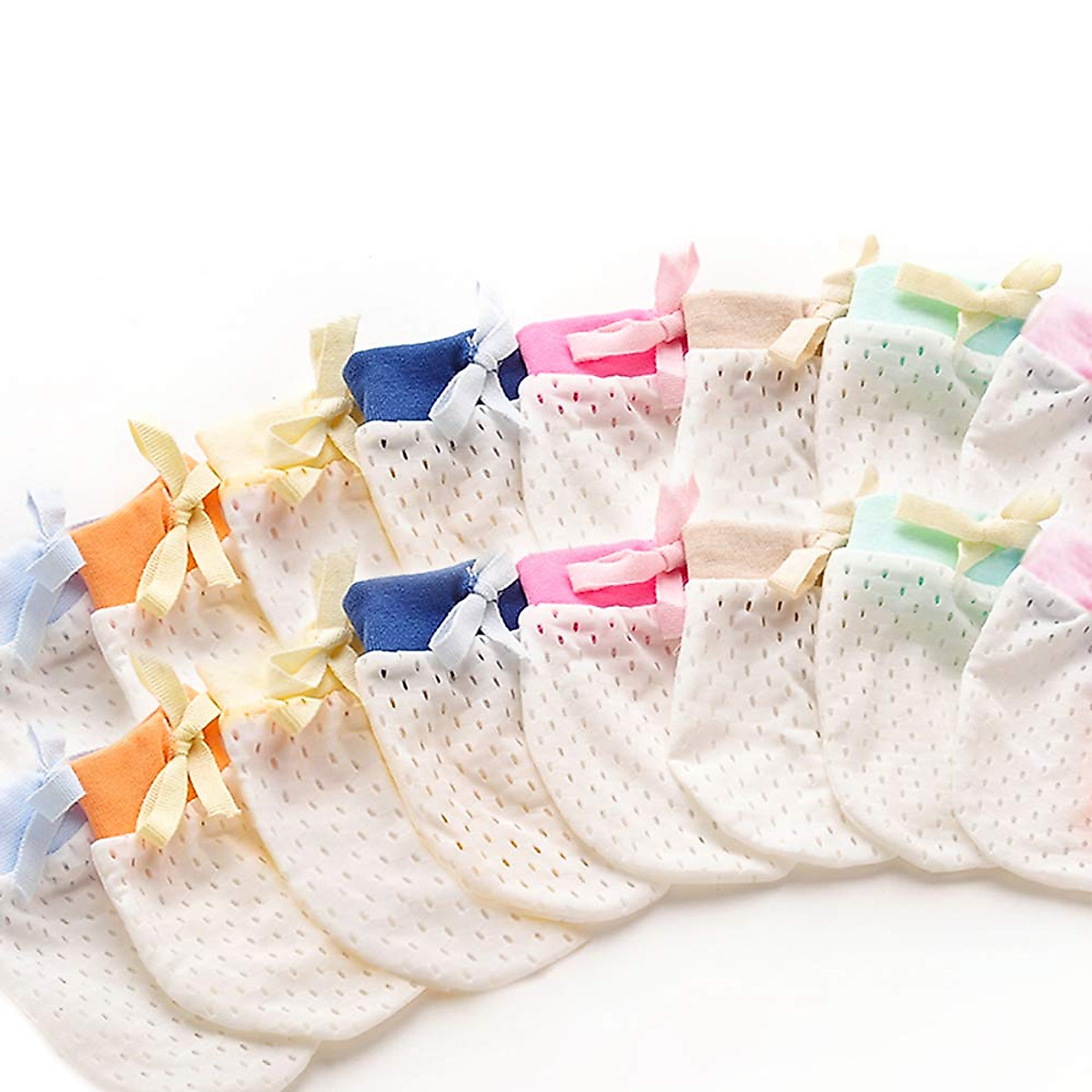 Aijian Pack of 16 Baby Mesh Gloves Cotton No Scratch Mittens for Unisex (8Colors/0-12Months)