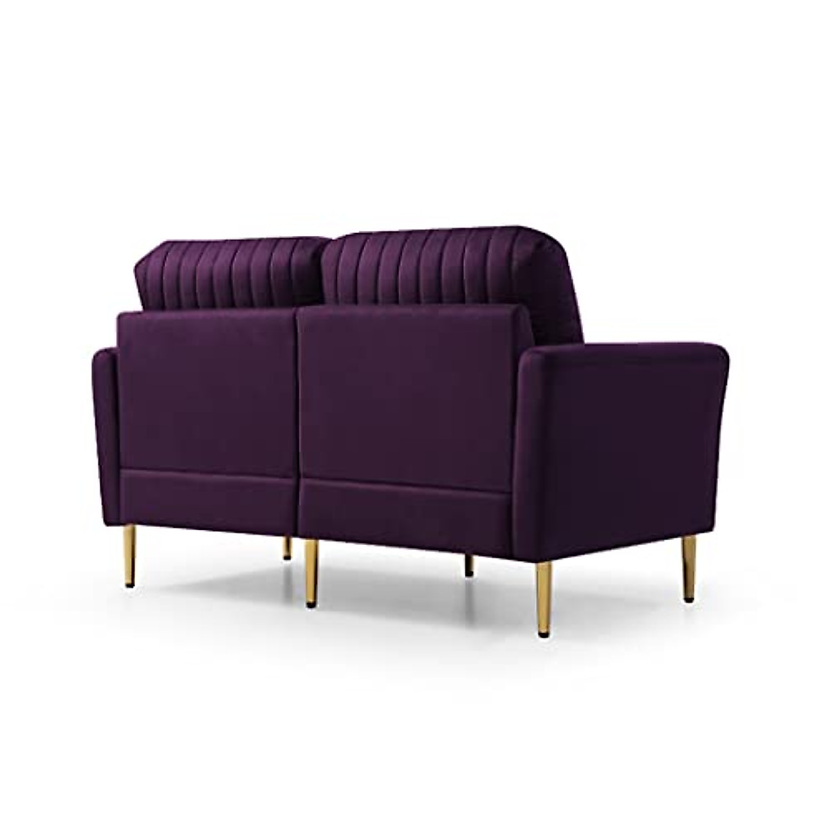 Yuxuanhang Loveseat with Removable Backrest Pillows, Modern Velvet Upholstered Sofas with Gold Metal Legs, for Living Room, Bedroom, Easy Assembly (Purple)