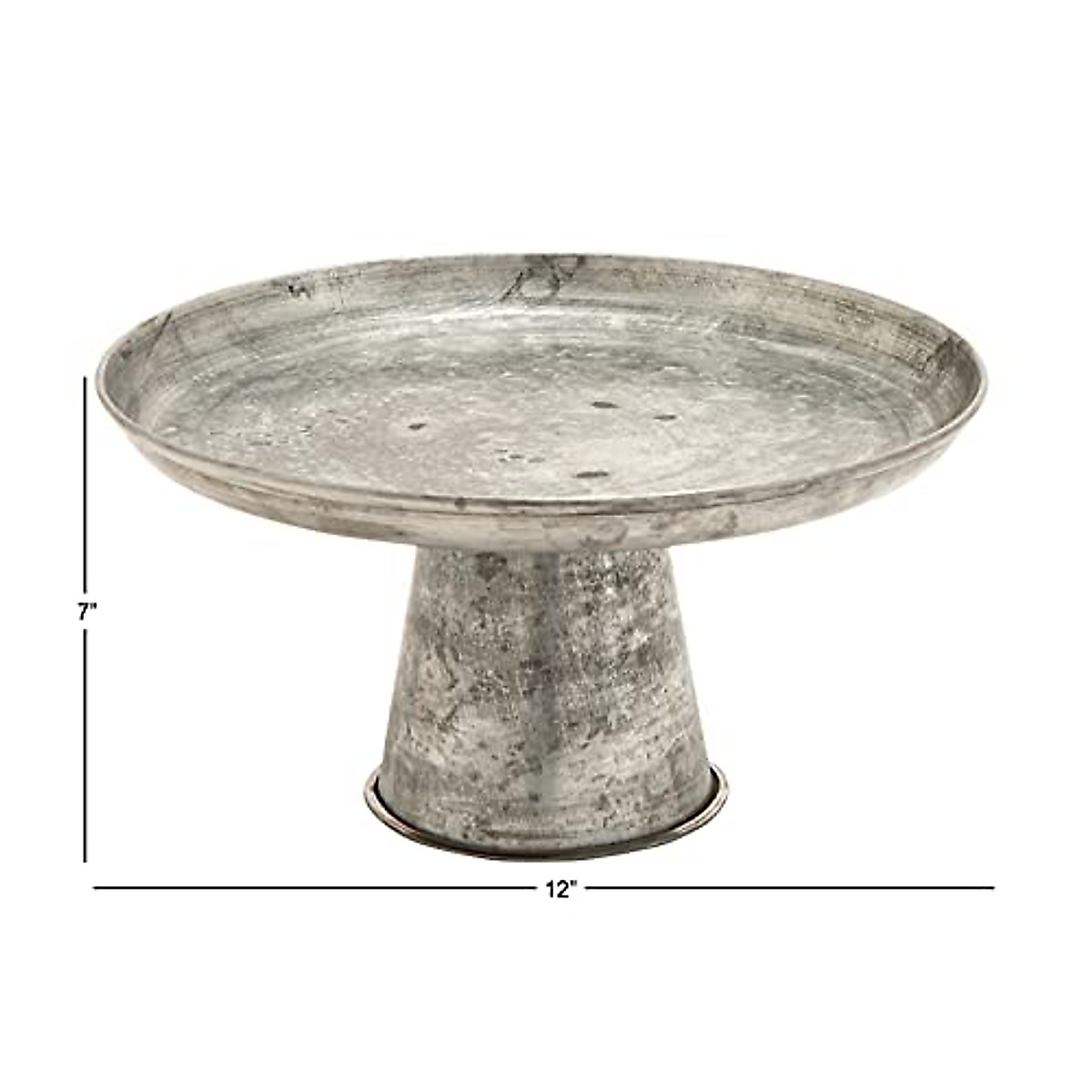 Deco 79 Metal Galvanized Cake Stand, 12" x 12" x 7", Gray