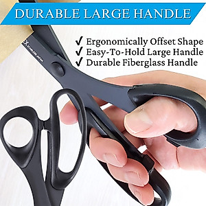 ALLEX Cardboard Scissors Heavy Duty [Non-Stick] 8" Large Craft Scissors, Japanese Stainless Steel Blade, Black, Made in JAPAN