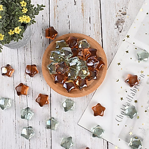 LUEYAO Star Glass Vase Filler Decorative Stars Shape Premium Glass Beads for Vases Gems Aquarium Pebbles Decorative Table Scatter Decor 1.3 LB 40 PCS
