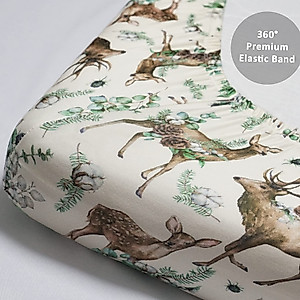 Extra Soft Stretchy Fitted Crib Sheets for Baby.2 Pack Cotton Blend Premium Sheets for Standard Crib and Toddle Mattress,Grove Pattern. (CS002)