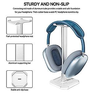 TuparGo Headphone Stand for Desk, Standing Computer Headset Holder,Aluminum Tube Connection and Easy to Assemble ,Suitable for All Over-Ear Headphone (White, Single)