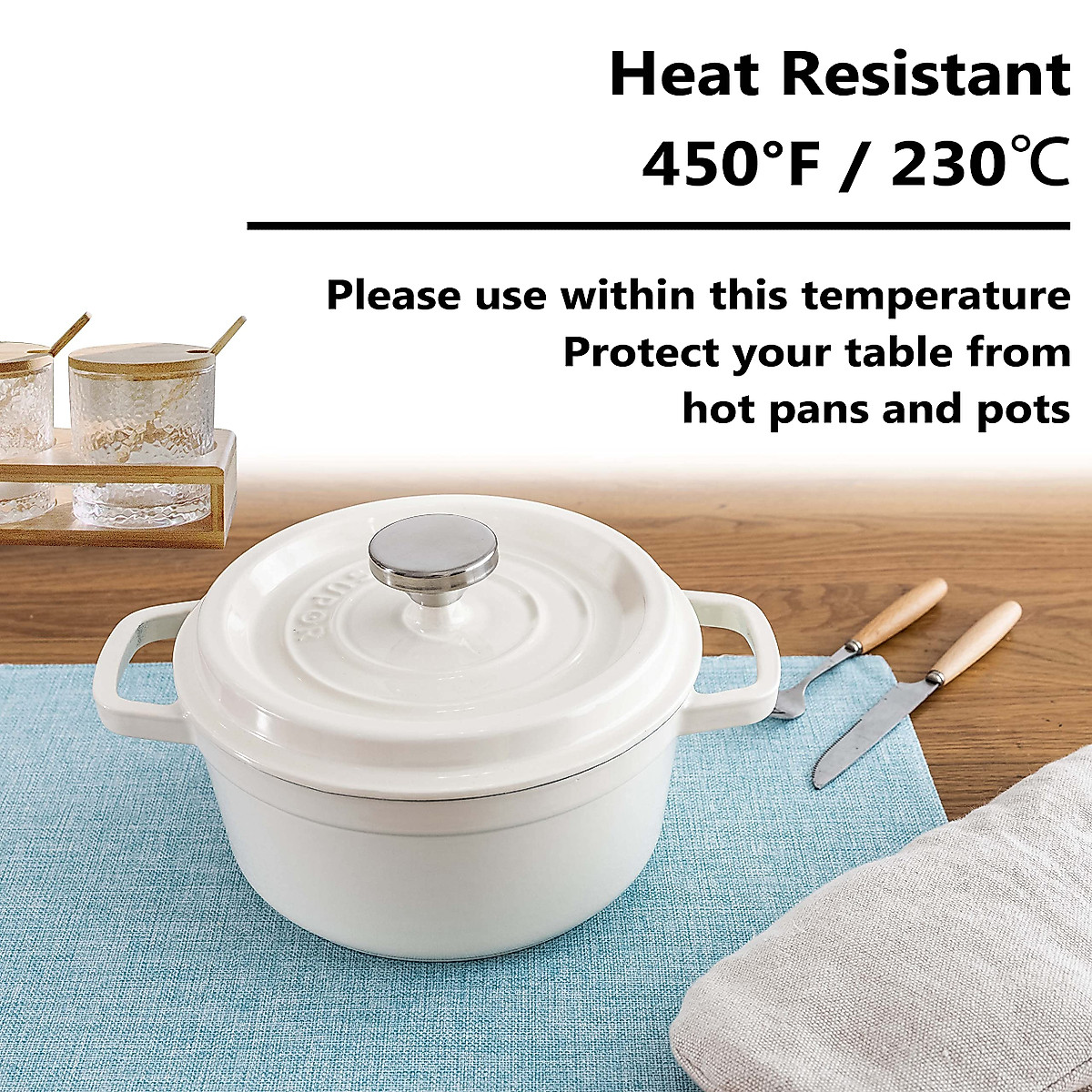 Home Brilliant Cloth Placemats Set of 4 for Holiday Dinner Linen Placemat Heat Resistant Dining Table Place Mats for Kitchen Table, 13 x 19 inches, Teal