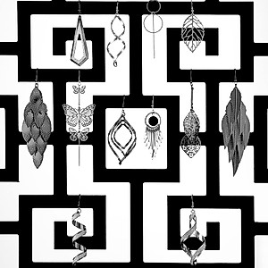 12 Pairs Drop Dangle Earrings Bohemian Long Earrings Vintage Statement Earrings for Women(Silver, Black)