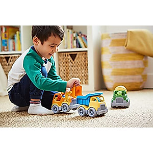 Green Toys Construction Vehicle Set, 3-Pack - Pretend Play, Motor Skills, Kids Toy Vehicles. No BPA, phthalates, PVC. Dishwasher Safe, Recycled Plastic, Made in USA.