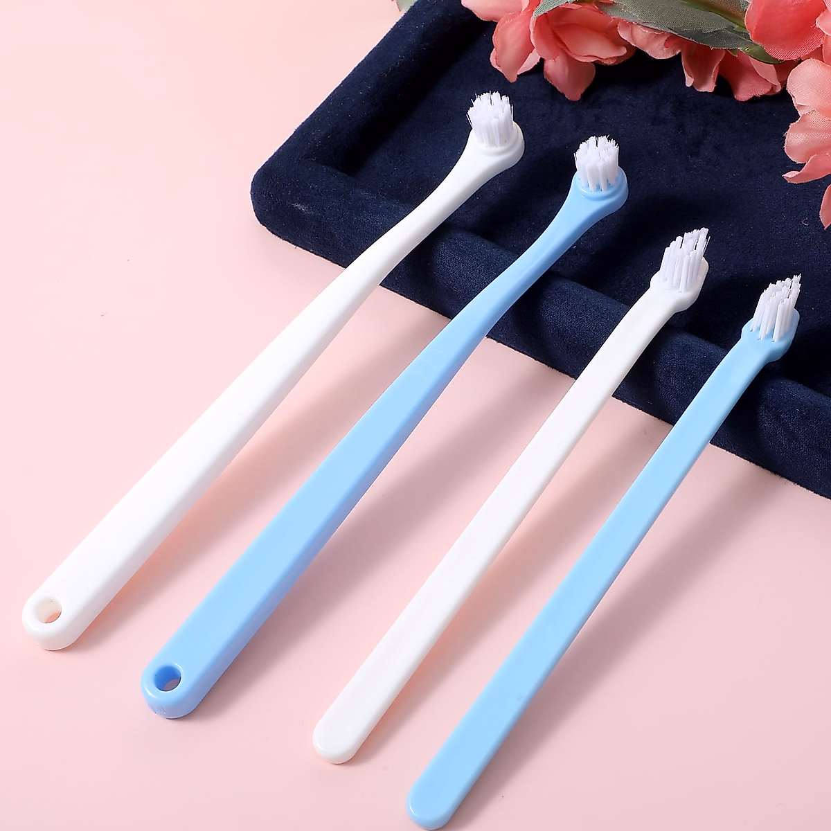 Teaaha 4 Pack Small Dog Toothbrush Super Soft Round&Pointed Puppy Tooth Brush with Soft Bristles for Dogs Cats and Kittens Teeth Cleaning & Protecting, Pet Dental Convenient Care Tooth Brushing Kit