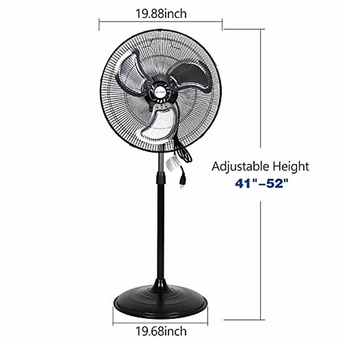 BILT HARD 3850 CFM 18" High Velocity Pedestal Oscillating Fan, 3-Speed Industrial Standing Fan with Aluminum Blades, Heavy Duty Metal Shop Fan for Commercial, Residential, and Garage, 2 Pack