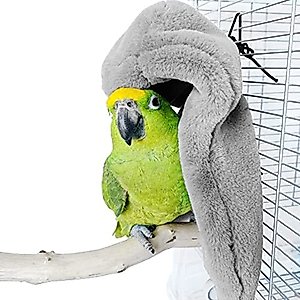 DONGKER Corner Fleece Bird Blanket, Warm Parrot Cuddle Nest Hanging Toy Comfort Parrot Cage Snuggle Hut for Parakeet Cockatiel Pigeon Parrots Cockatiels