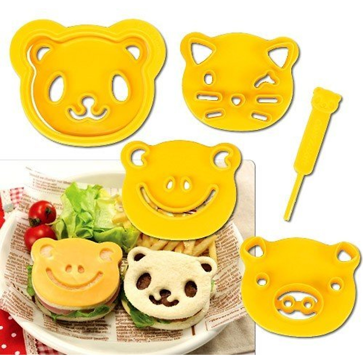 CuteZCute Animal Friends Food Deco Cutter and Stamp Kit Frame 3 7/8 x 3 1/8 x 1 1/16 inches