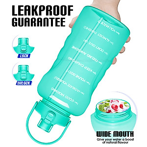 HydroPal 1 Gallon Water Bottles with Straw, 128 oz / 3.8L Water Bottle BPA Free Innovative 2-IN-1 Lid Gym Bottle with Times to Drink Motivational, Large for Sports Fitness Camping Water Jug One Gallon