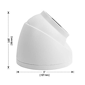 R-Tech 5MP TVI Turret Dome Security Camera with HD Night Color Vision, Analog Camera, IP67 Outdoor Weatherproof, 4-in-1 AHD/CVBS/CVI/TVI/– 2.8mm Fixed Lens – White