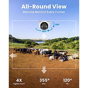 ieGeek 3/4G Security Camera Outdoor, 1080P Wireless WiFi 360°PTZ Camera, Solar Battery Powered Surveillance Camera with Spotlight/Siren/Motion Detection/3MP Color Night Vision