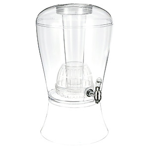 CreativeWare Beverage Dispenser With Ice Cylinder And Fruit Infuser, Clear