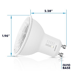 LUXRITE GU10 LED Bulbs Dimmable, 50W Halogen Equivalent, 5 Color Selectable 2700K-5000K, 6.5 Watt, 500 Lumens, 120V Spotlight LED Bulb GU10, Enclosed Fixture Rated (4 Pack)