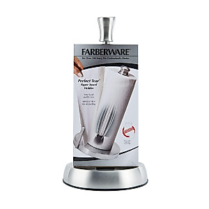 Farberware Perfect Tear Brushed Stainless Steel Wave Paper Towel Holder, 14-inch