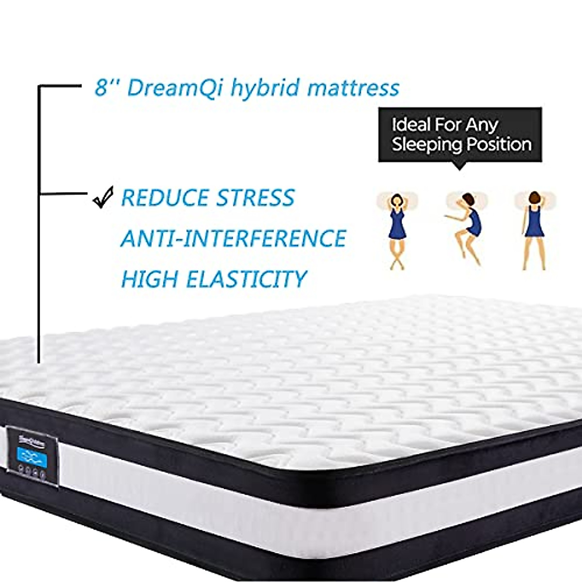 DreamQi Twin Mattress 8 Inch Memory Foam Hybrid Mattress Breathable Comfortable Mattress in A Box Pressure Relief Sleep Supportive(Twin, 8-inch)