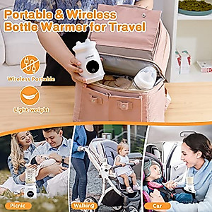 Portable Bottle Warmer, URMYWO Fast Baby Bottle Warmer for Breastmilk or Formula, 9000mAh Wireless Travel Bottle Warmer, 4 Heating Options & Smart Temperature Control, LED Display Touch Control