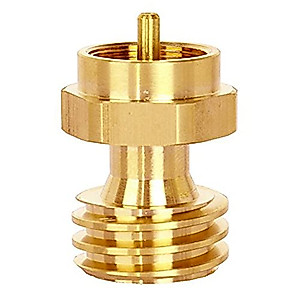 Uenede Brass Propane Tank Adapter Converter Universal 1Pound/16.4oz Small Tank to QCC1/Type1 Hose or Regualtor Hexagon