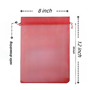 QIANHAILIZZ 8 x 12 Inch 100 pcs Drawstring Bags Organza Fabric Jewelry Gift Pouch Candy Pouch Wedding favors B231 (red)