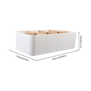 STOBAZA Small Wood Box 8 Compartment Storage Boxes 10.45X5.03X3.10 Inches, Detachable Wooden Storage Box Desktop Organizer Boxes, Makeup Storage Box for Home Bedroom Office Desk Organizer