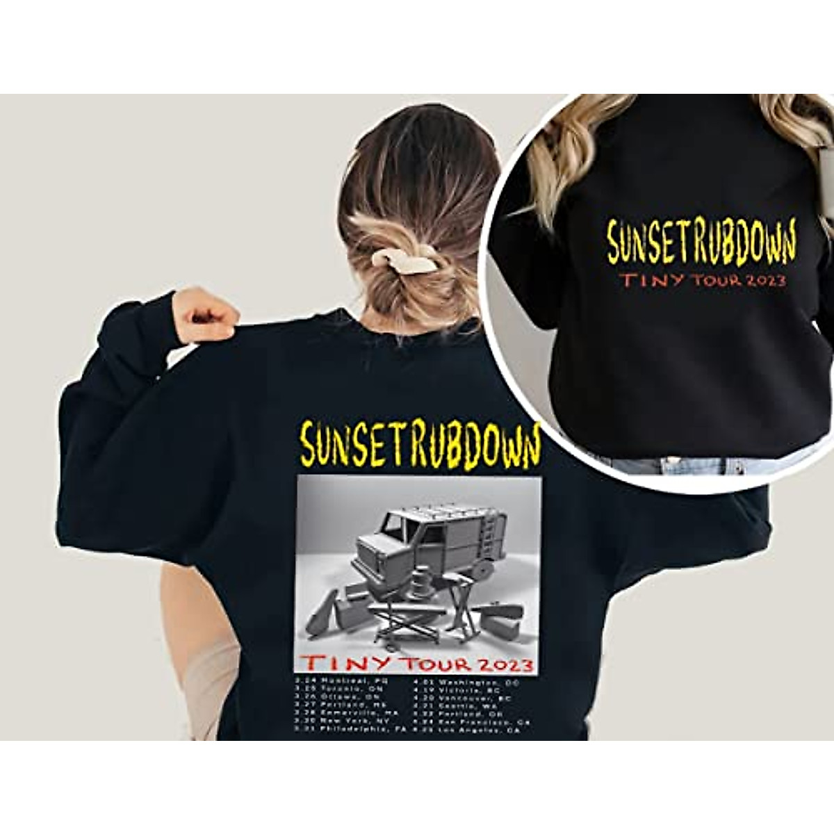 Sun%set Rubd%own Ti%ny Tour 2023 T-Shirt, S.un%set Rubd%own Tour Hoodie, S.un%set Rubd%own Ti%ny Tour 2023 Sweater Long Sleeve, Tanktop, Gift For Fan