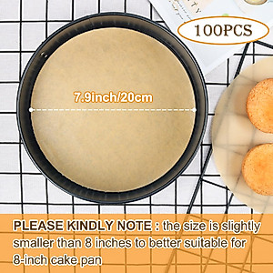 BYKITCHEN 8 Inch Parchment Paper Rounds, Non Stick Parchment Paper Sheets for Baking, Pre-cut Round Parchment Paper for Cake Pan, Tortilla Press, Quesadilla Maker, Springform Pan and More(Set of 100)