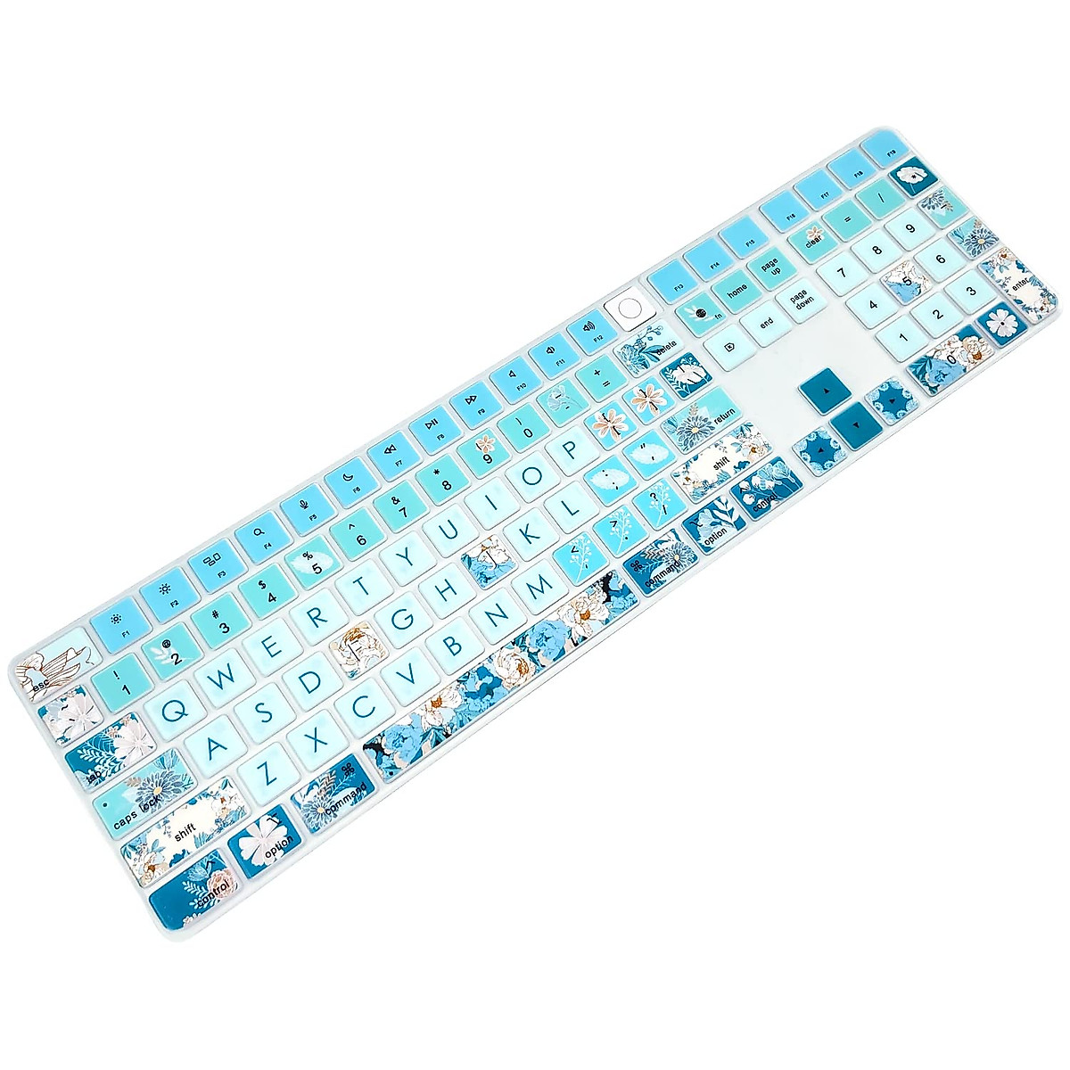 WSLUCKO Keyboard Cover Skin for 2021 New Apple iMac Magic Keyboard (Model: A2520) with Numeric Keypad & Touch ID, Cute Printing Silicone Keyboard Protector,Peony