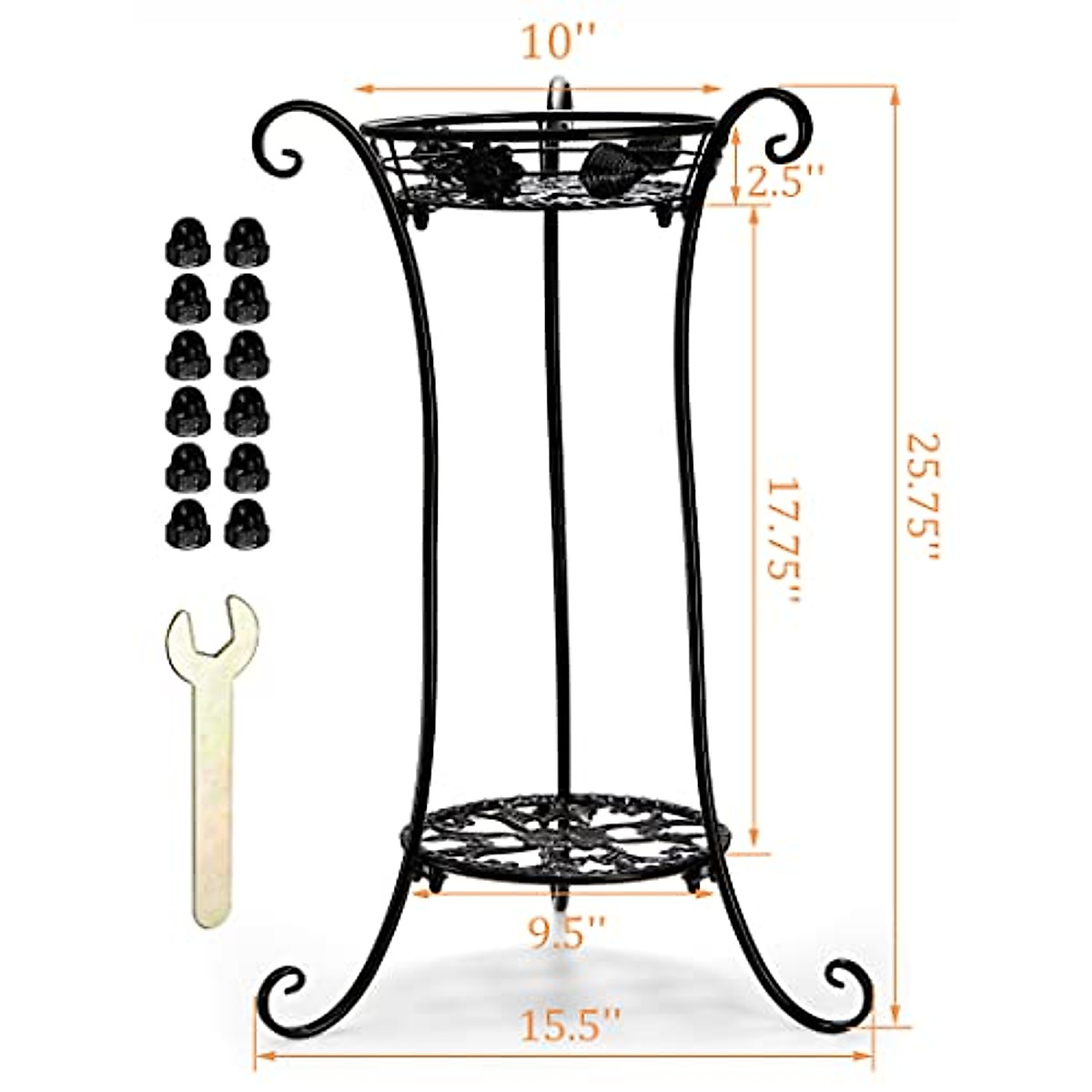 Yesland 2 Pack Metal Plant Stand Indoor Outdoor, 2 Tier Black Iron Flower Plant Stand 26 Inches Detachable Tall Modern Plant Shelf Holder for Corner, Patio, Living Room, Garden
