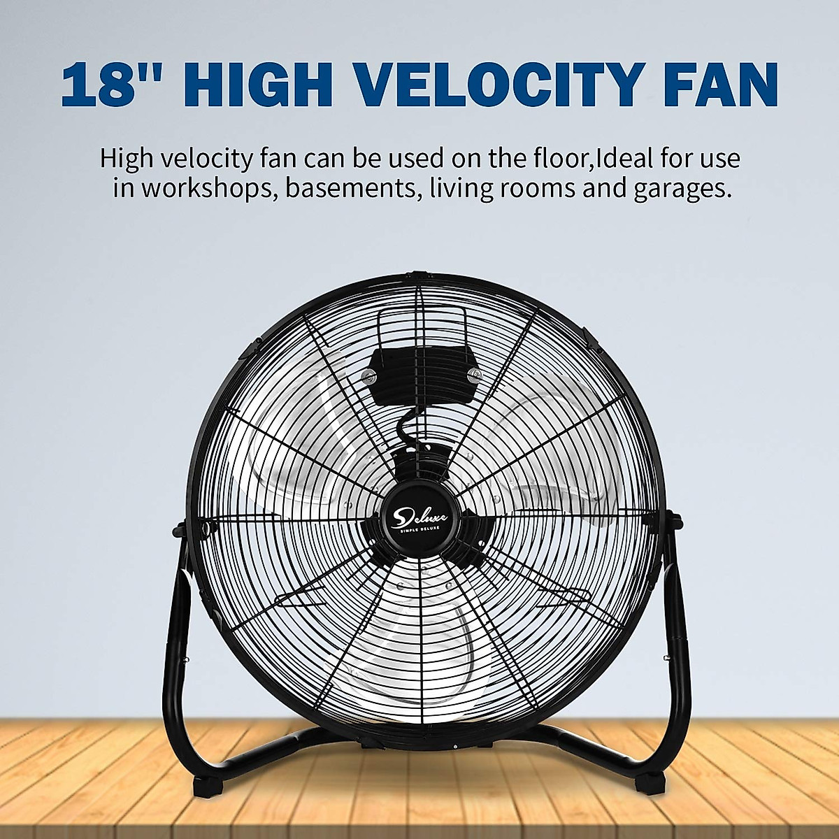 Simple Deluxe 18 Inch 3-Speed High Velocity Heavy Duty Metal Industrial Floor Fans, Black, 18 Inch new version