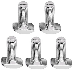 MroMax 5 Pcs M8 Thread M8-1.25x25mm T Slot Bolts Carbon Steel Drop-in Stud Sliding Screw Bolt Metric Hammer Head Bolt for European Standard 40 Series Aluminum Extrusions Silver 5Pcs