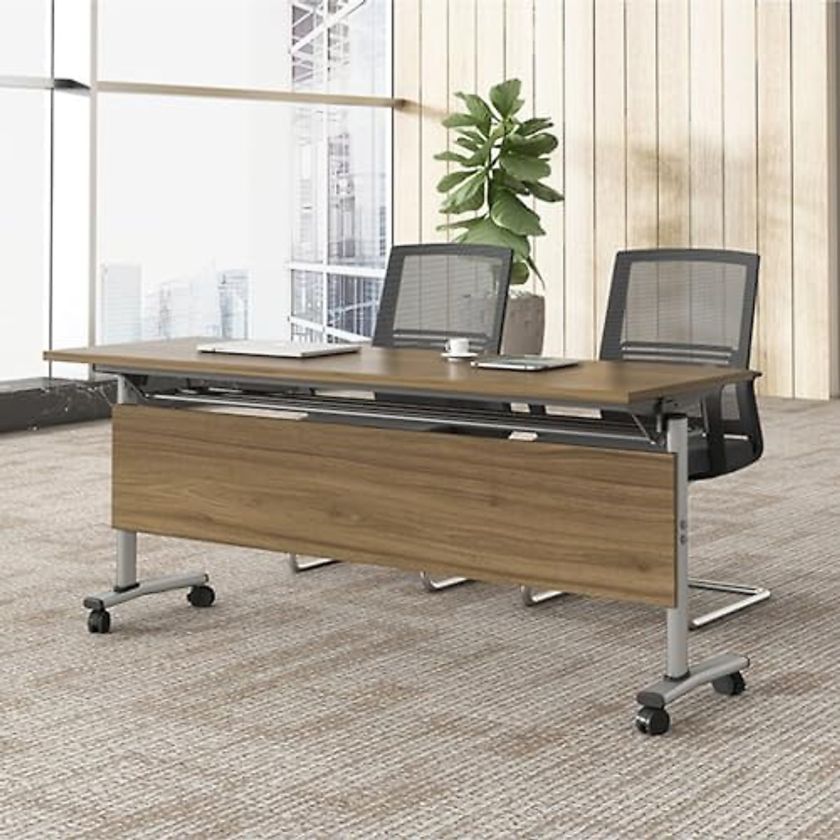 Flip Top Mobile Training Table, Foldable Computer Table for Conference Rooms,Training,Media Centers,Classrooms,(Excluding Chairs) (Color : B, Size : 120 * 40 * 75cm)