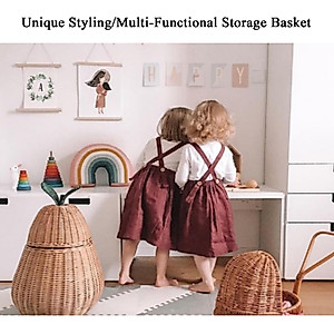 Handmade Rattan Mushroom Storage Basket, Baby Toys Decorative Storage Basket, Bathroom Laundry Dirty Clothes Basket