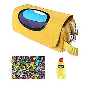Pencil Cases Big Capacity Pencil Bag Makeup Pen Pouch Durable Stationery with Double Zipper Pen Holder for （yellow）