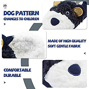 LA PLAGE Kids Boys Girls Cartoon Bear Slippers with Cozy Memory Foam Slip On Indoor Outdoor Little Kids House Slippers 1-2 US Black